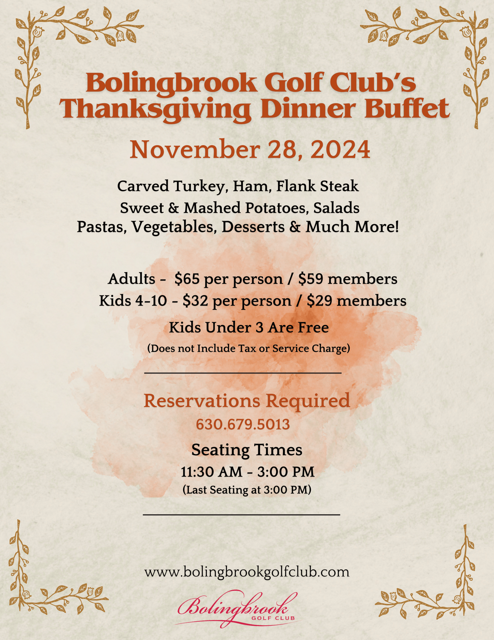 Thanksgiving Dinner Buffet 2024 - Bolingbrook Golf Club