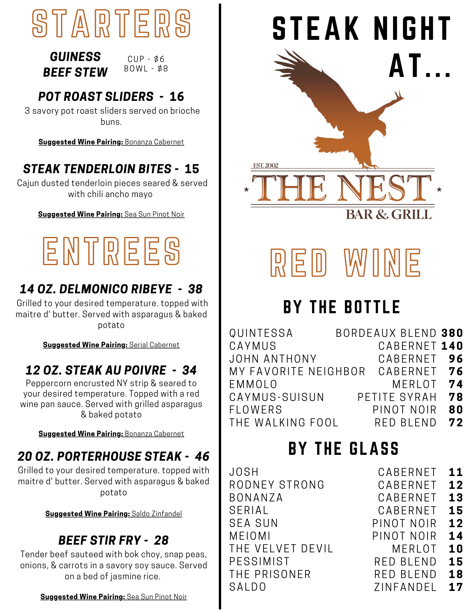 Steak Night at The Nest - Bolingbrook Golf Club