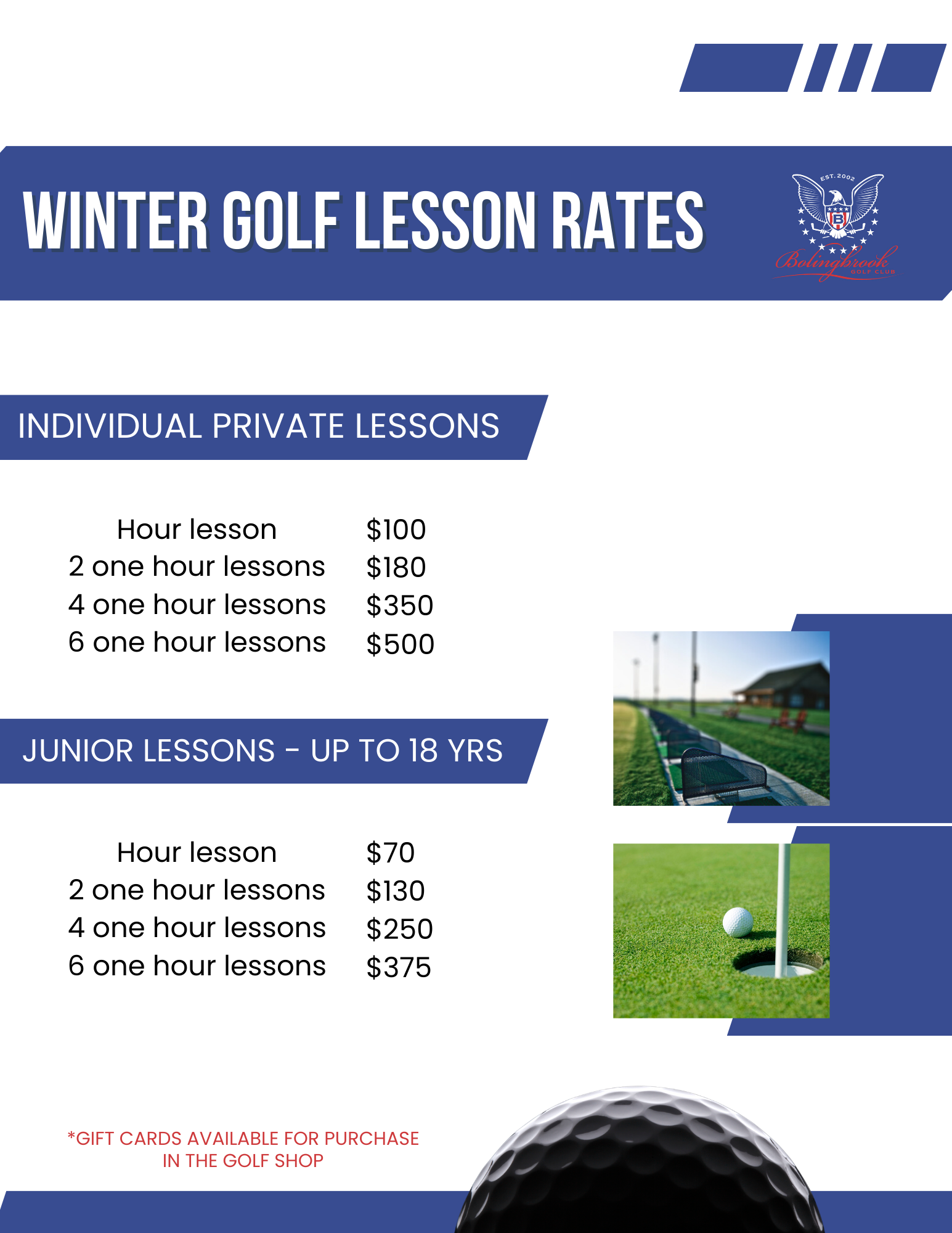 The Bolingbrook Golf Academy Lesson Rates - Bolingbrook Golf Club