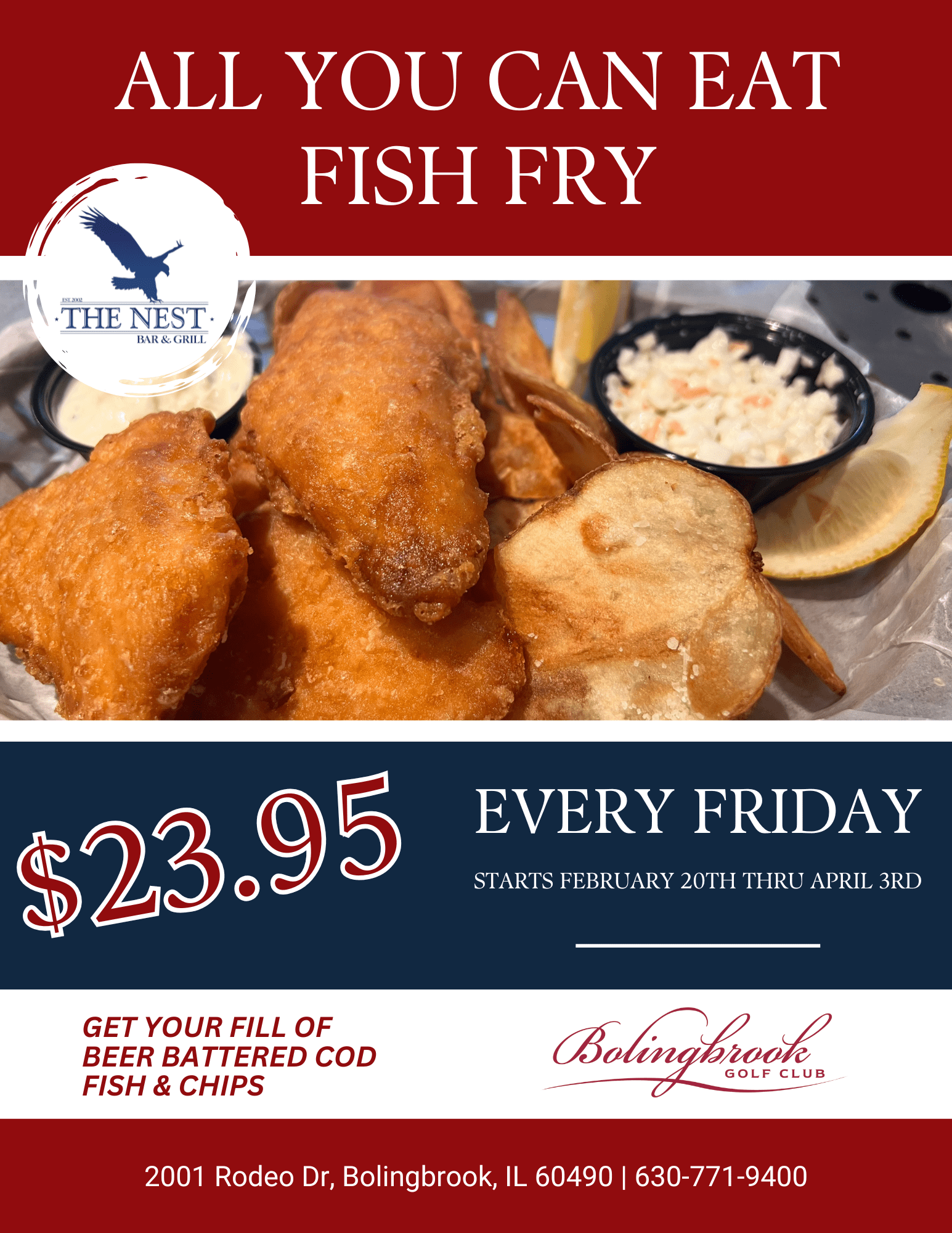 All You Can Eat Fish Fry | Fridays February 20 - April 3 at The Nest